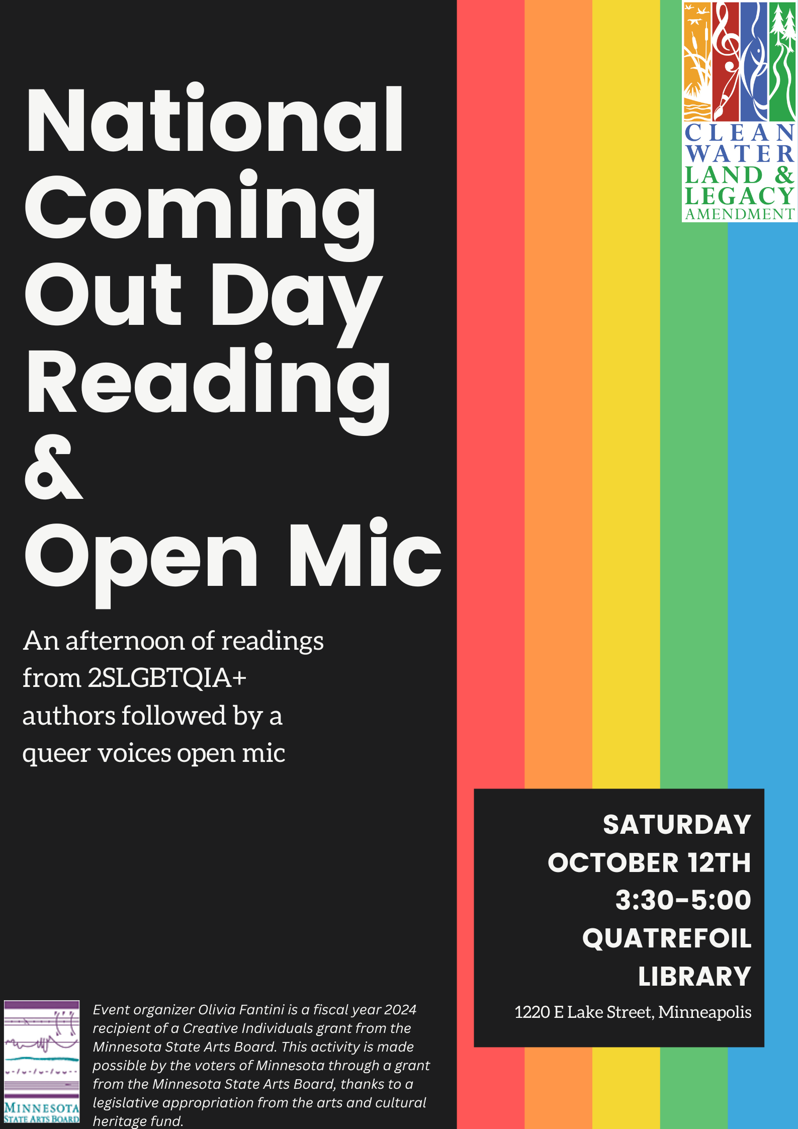 National Coming Out Day Reading & Open Mic | Quatrefoil Library